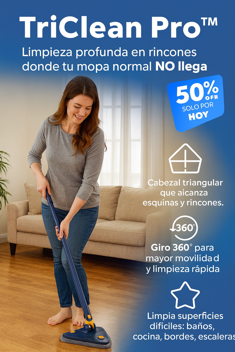 TriClean Pro™ – Mopa Triangular 360° – click recibe